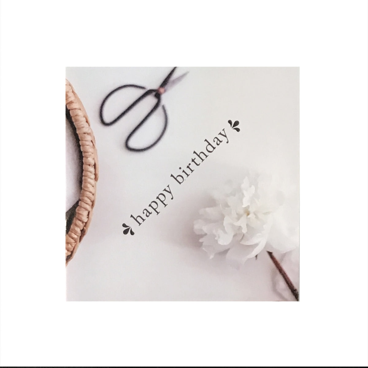 Mini Card, Happy Birthday, Scissors/White Flower – Floral Acres ...
