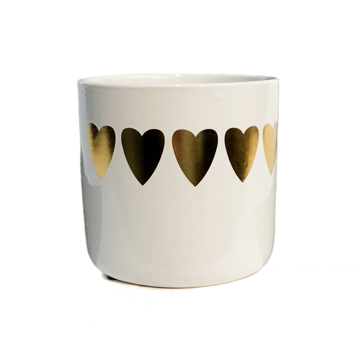 Pot, 4in, Ceramic, Dolomite, Heart Design, Gold – Floral Acres ...